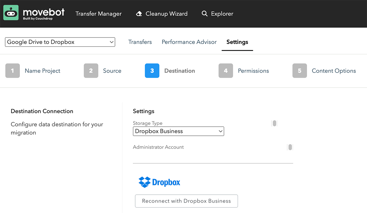 Migrating between Dropbox accounts | Movebot - Data Agility & Insights
